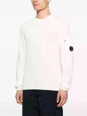 C.P. COMPANY Sea Island Sweater With Lens Detail - Neutrals