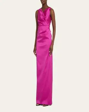 Rickie Freeman For Teri Jon Ruched Mikado Gown