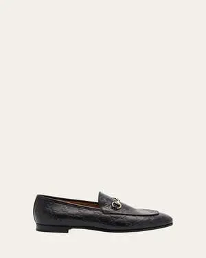 Gucci Jordaan Gg Embossed Leather Loafers