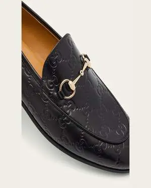 Gucci Jordaan Gg Embossed Leather Loafers