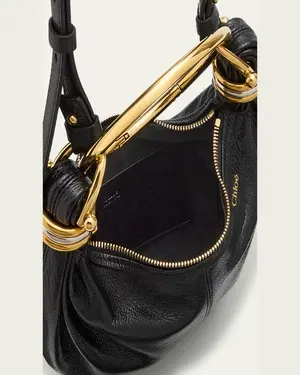 Chloé Mini Bracelet Grained Leather Shoulder Bag - Black