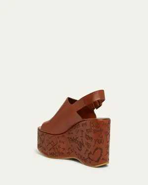Chloé Maxime Leather Slingback Platform Sandals - Black
