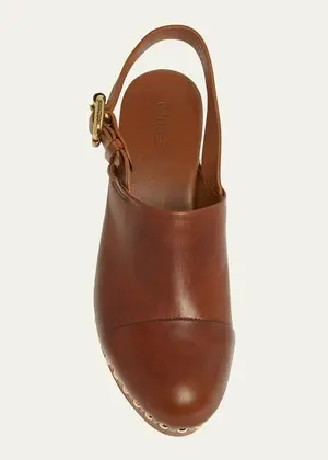 Chloé Jeannette Leather Slingback Platform Clogs