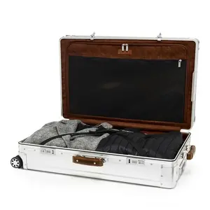 STERLING PACIFIC 4 Wheel Xl Checked Suitcase - Aluminum