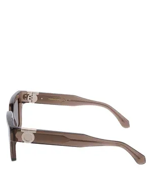 FERRAGAMO Gancini Hinge Square Sunglasses, 52mm - Transparent Brown