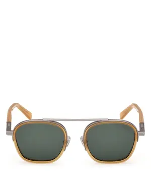 Zegna Geometric Sunglasses, 51mm - Brown/green