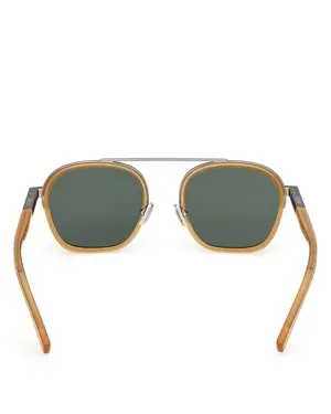Zegna Geometric Sunglasses, 51mm - Brown/green