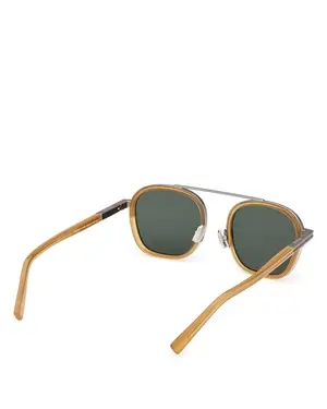 Zegna Geometric Sunglasses, 51mm - Brown/green