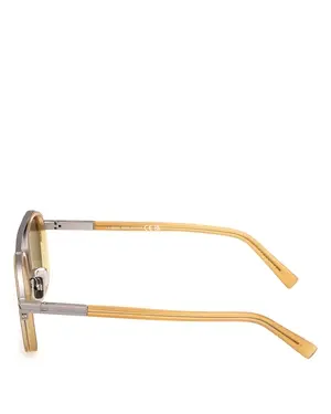 Zegna Geometric Sunglasses, 51mm - Brown/green
