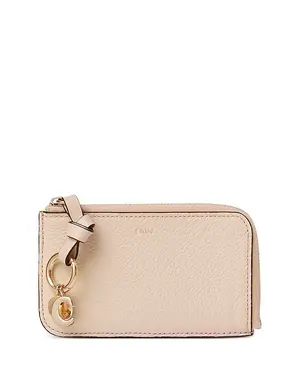 Chloé Alphabet Small Leather Zip Wallet - Cement Pink
