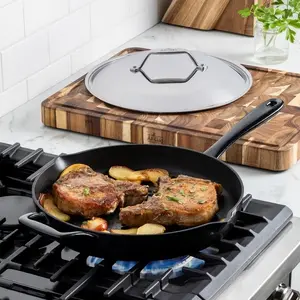 ALL-CLAD 12 Enameled Cast Iron Skillet With Lid