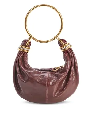 Chloé Bracelet Mini Leather Hobo Bag - Grenat