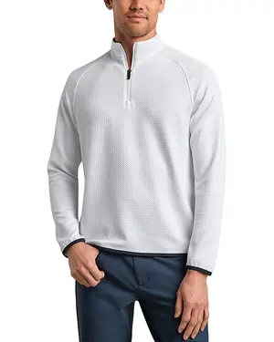 RHONE Textured Quarter-zip Golf Sweater - Bright White