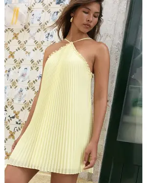 French Connection Sunburst Pleated Halter Dress