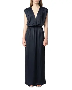 Zadig&Voltaire Ritmic Satin Maxi Dress - Encre