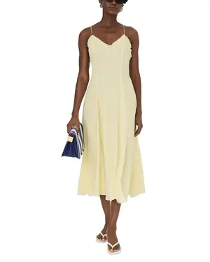 French Connection Raya Chiffon Ruffle Neck Midi Dress