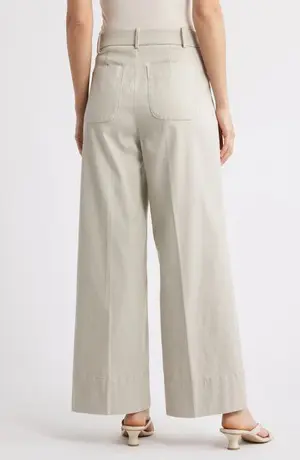 Spanx Super Smooth Stretch Twill Wide Leg Pant - Bone