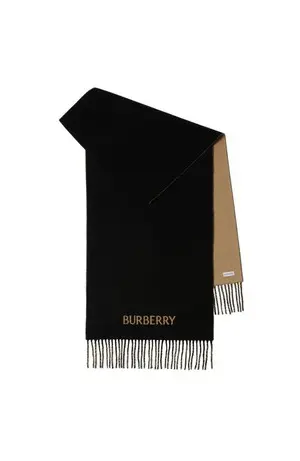 Burberry Reversible Ekd Cashmere Scarf - Camel/black