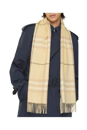 Burberry Check Cashmere Scarf - Buff