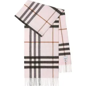 Burberry Check Cashmere Scarf Pale Candy Pink