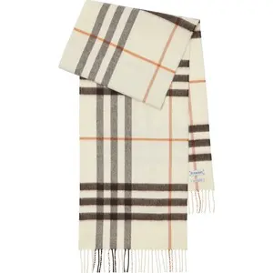 Burberry Check Cashmere Scarf Pebble