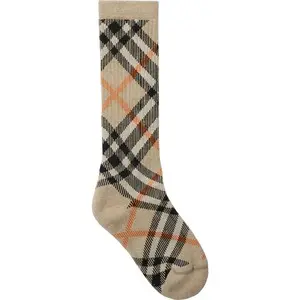 Burberry Check Cotton Blend Socks Sand