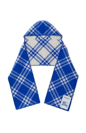 Burberry Check Wool Hooded Scarf - Knight