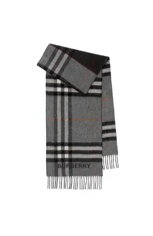 Burberry Contrast Check Cashmere Scarf - Grey/charcoal