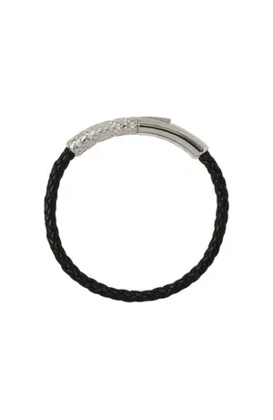 Burberry Leather Check Bracelet - Silver/black
