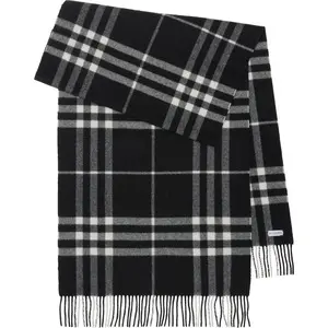Burberry Wide Check Cashmere Scarf Black/calico