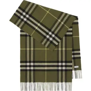 Burberry Wide Check Cashmere Scarf Pea Green