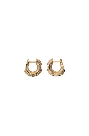 Burberry Hollow Pavé Hoop Earrings - Gold/clear