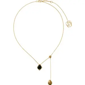 Burberry Onyx Shield Pendant Necklace - Gold/black/clear