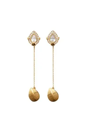 Burberry Shield Pendant Drop Earrings - Gold/clear