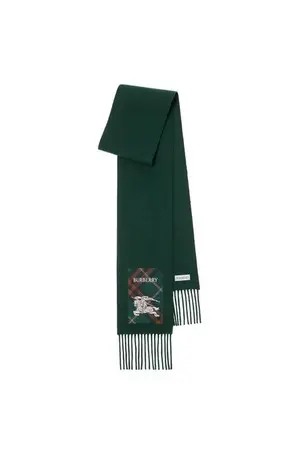 Burberry Check Label Cashmere Scarf - Brigade Green