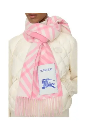 Burberry Check Cashmere Scarf - Sugar Pink