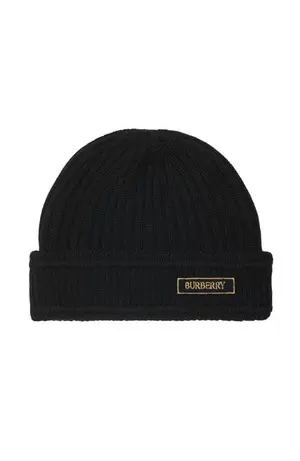Burberry Logo Wool Beanie - Black