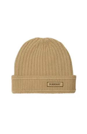 Burberry Logo Wool Beanie - Sand