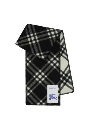 Burberry Check Wool Scarf - Black