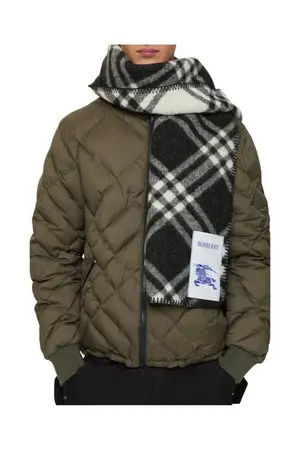 Burberry Check Wool Scarf - Black