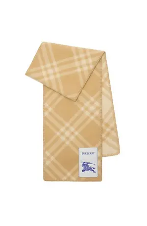Burberry Check Wool Scarf Sand Beige