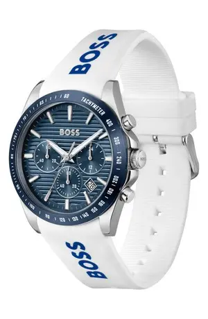 BOSS Strike Chronograph Silicone Strap Watch - Blue