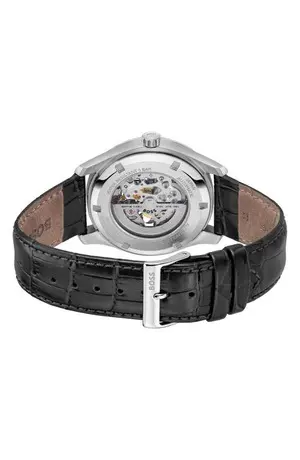 BOSS Principle Skeleton Automatic Strap Watch - Black