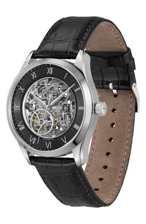 BOSS Principle Skeleton Automatic Strap Watch - Black