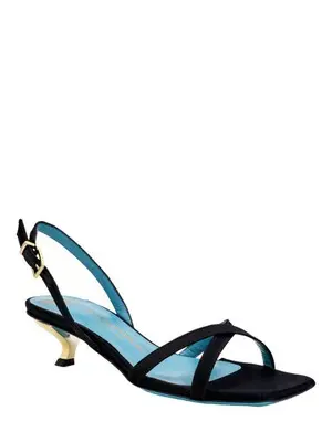 VALENTINA RANGONI Vulcano Slingback Kitten Heel Sandals - Black Rosso