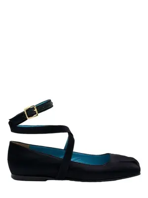 VALENTINA RANGONI Birba Ankle Strap Ballerina - Black Satin
