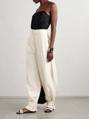 Another Tomorrow Belted Tapered Pants
