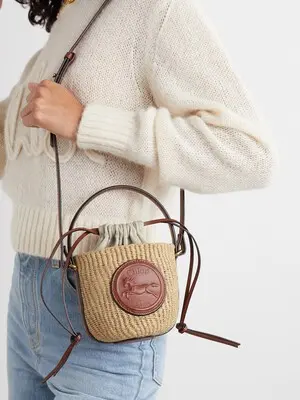 Chloé Embossed Leather-trimmed Raffia-like Bucket Bag