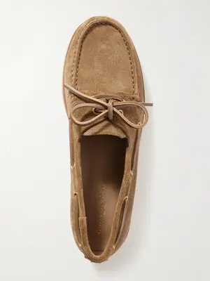 GIANVITO ROSSI Vandée Suede Boat Shoes - Neutrals