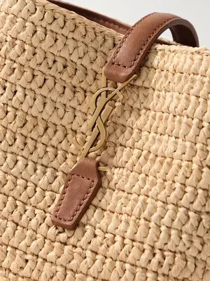 Saint Laurent Le 37 Mini Leather-trimmed Raffia Bucket Bag - Neutrals